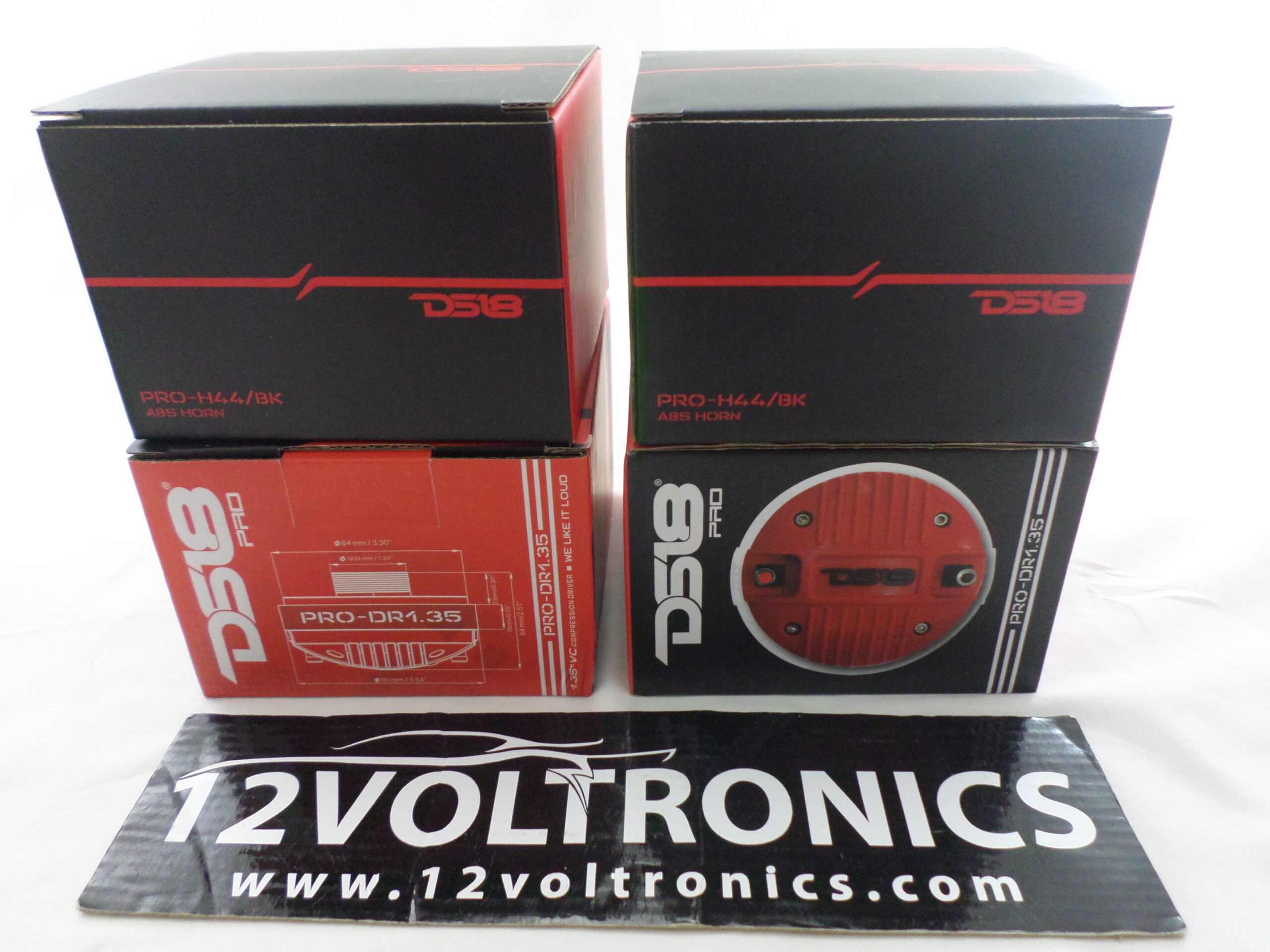DS18 PRODR1.35/PROH44BK DRIVER AND HORN COMBO (pair) – 12VolTronics.com