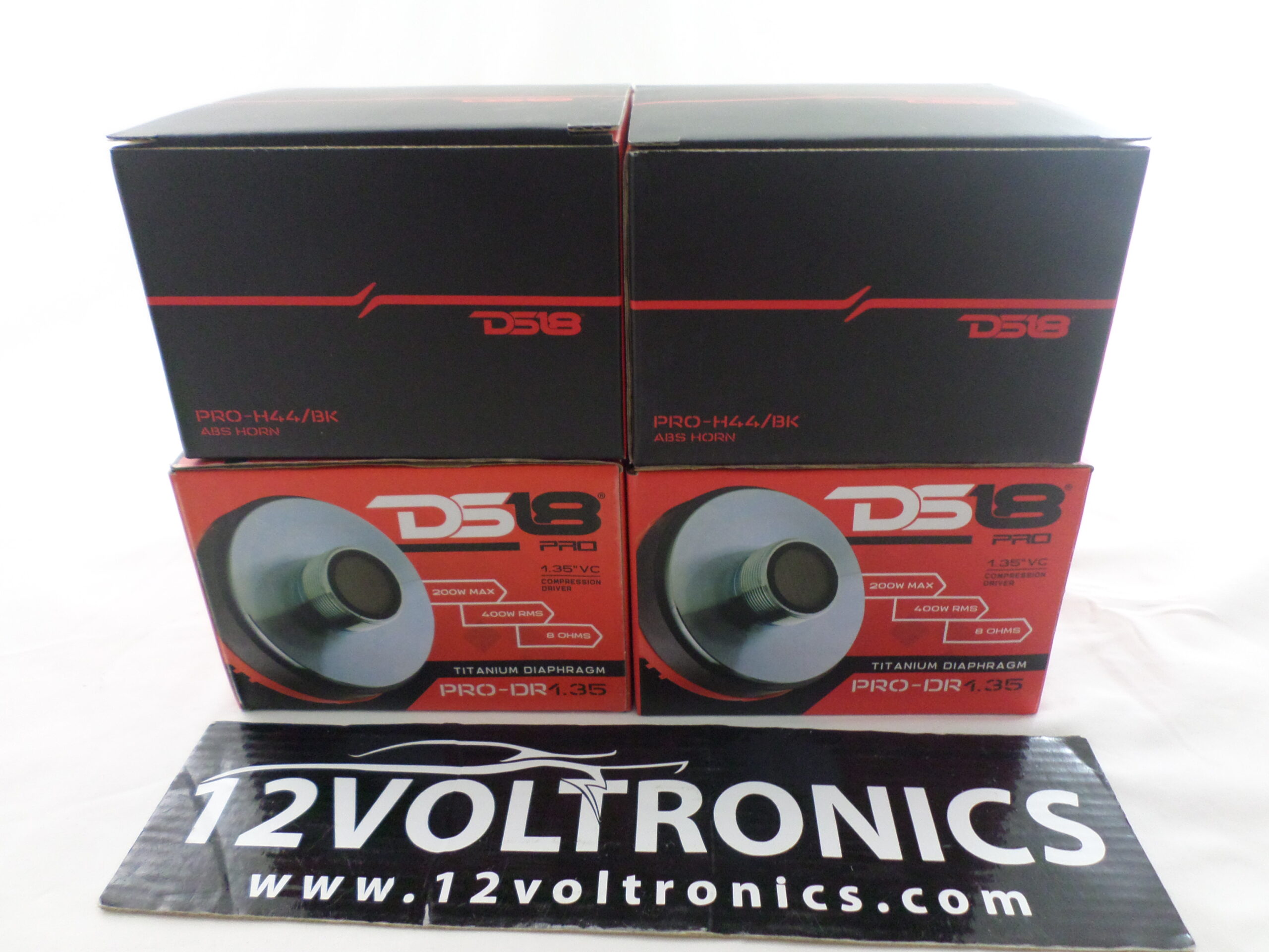 DS18 PRODR1.35/PROH44BK DRIVER AND HORN COMBO (pair) – 12VolTronics.com
