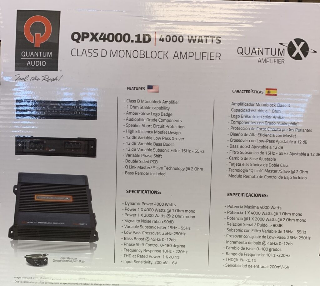 Quantum Audio 4000W Class D Monoblock Amplifier- QPX 4000.1D ...