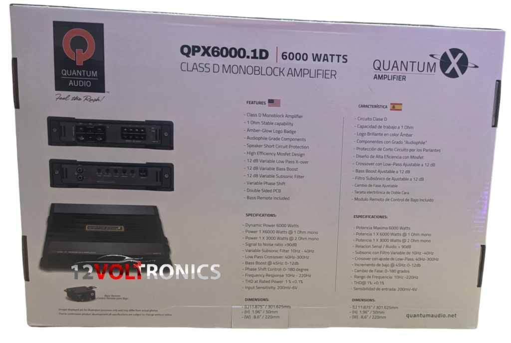 Quantum Audio 6000w @ 1ohm Class D Monoblock Amplifier-QPX6000.1D – 12VolTronics.com