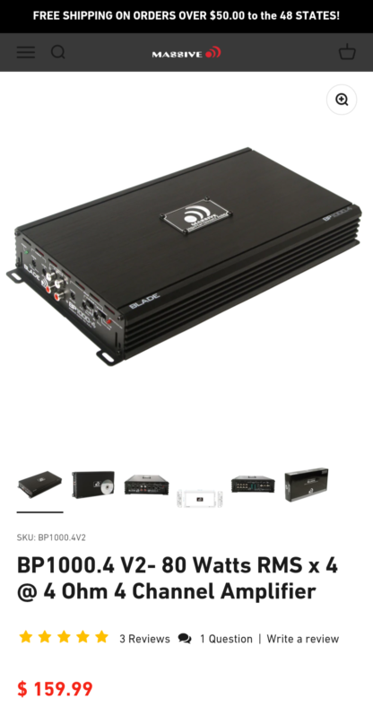 Massive Audio BP1000.4-V2 Blade Series 4 Channel Amplifier ...